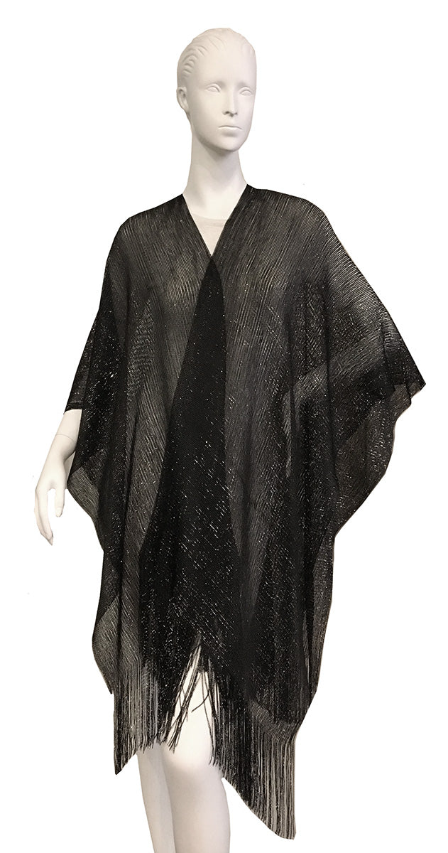 Metallic Mesh Ruana by Candor New York City : Black/Silver – FR Concepts
